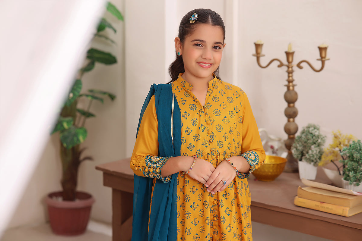 Mustard Frock 3PC Kids (Family Edit) – Kumash Textile